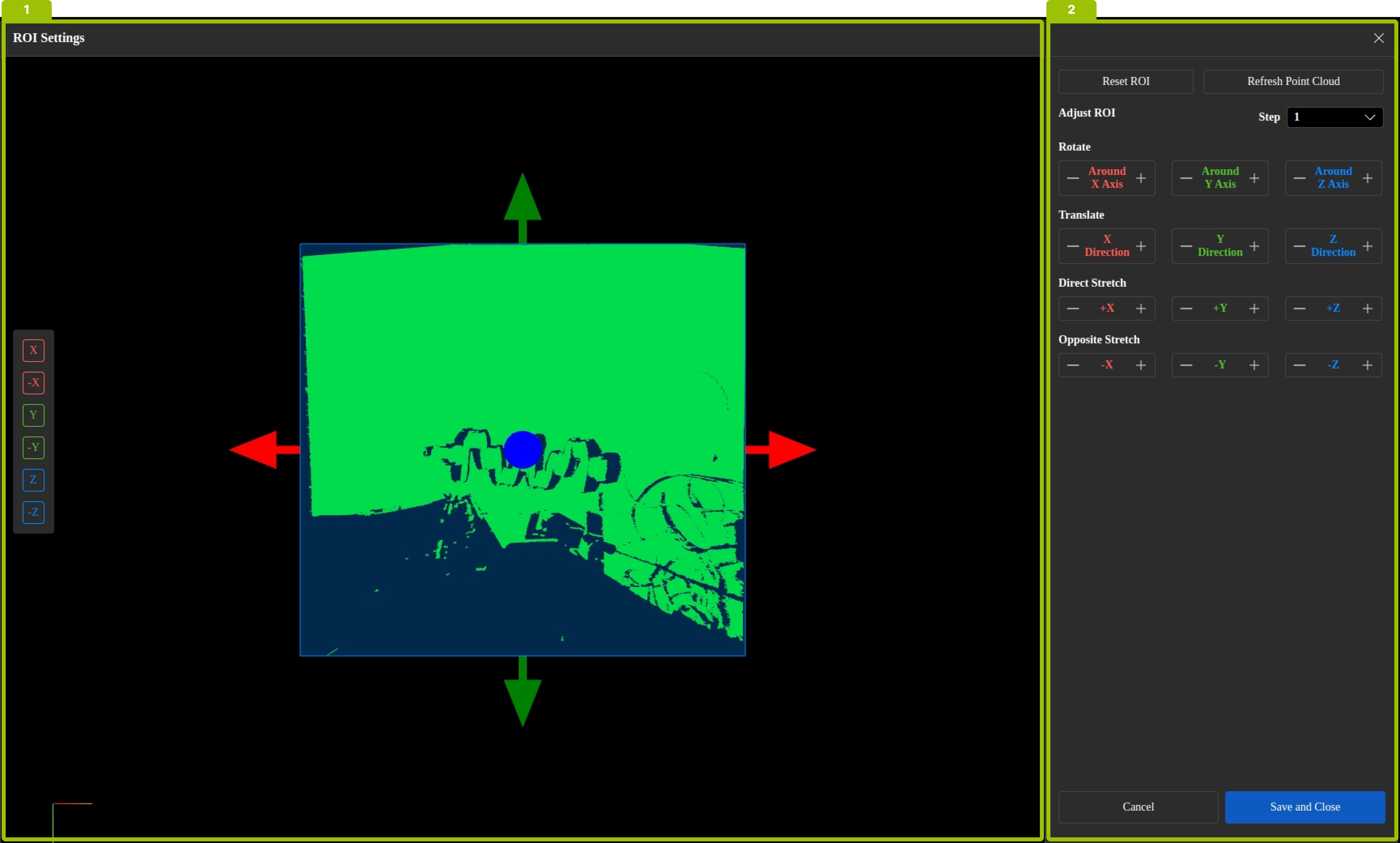 How to set the camera ROI
